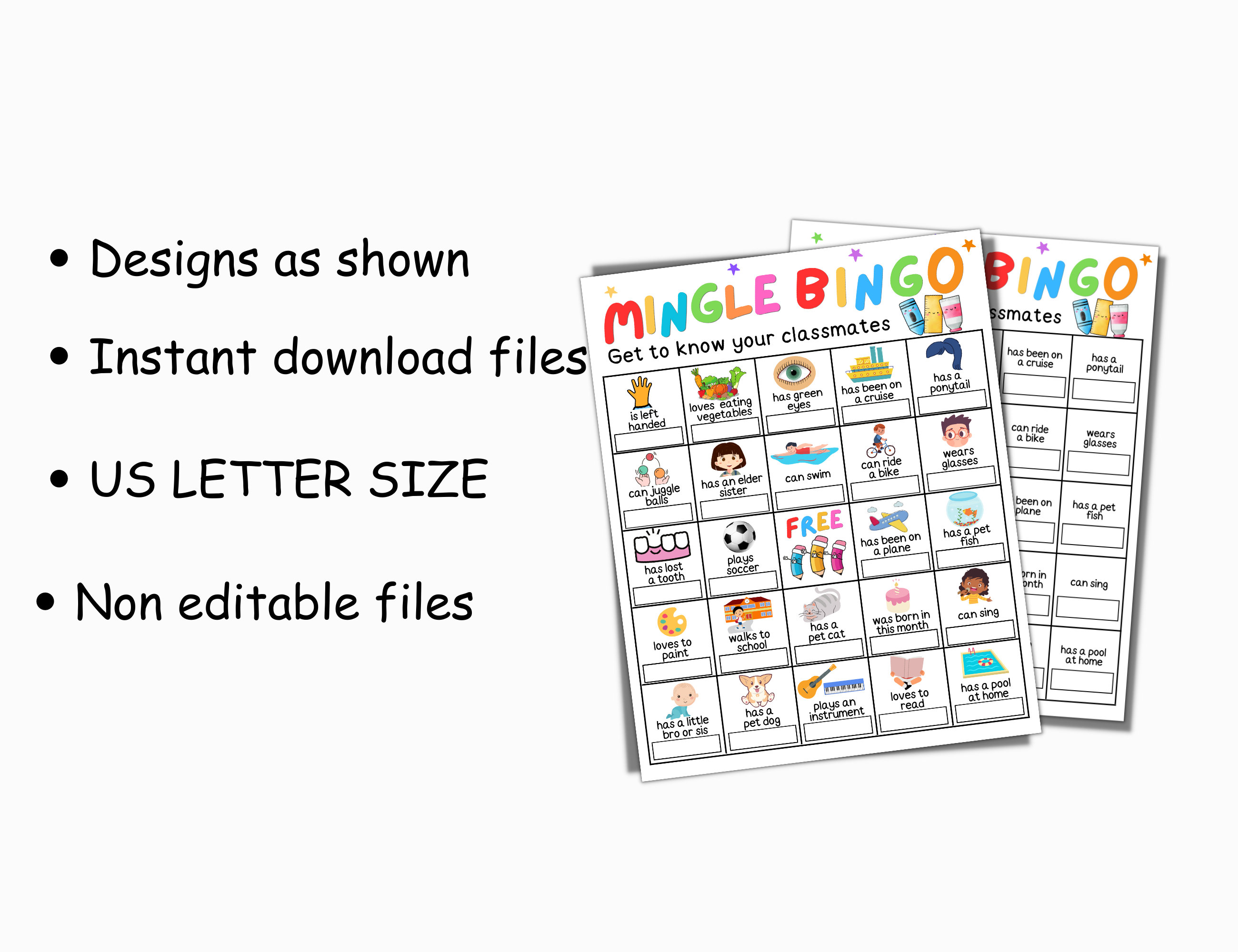 Back to School Bingo, Mix and Mingle Bingo, Get to Know You Icebreaker ...