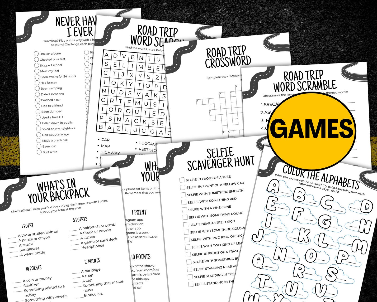 Mega Kids Road Trip Games Printable, Travel Activities Pack, Family ...
