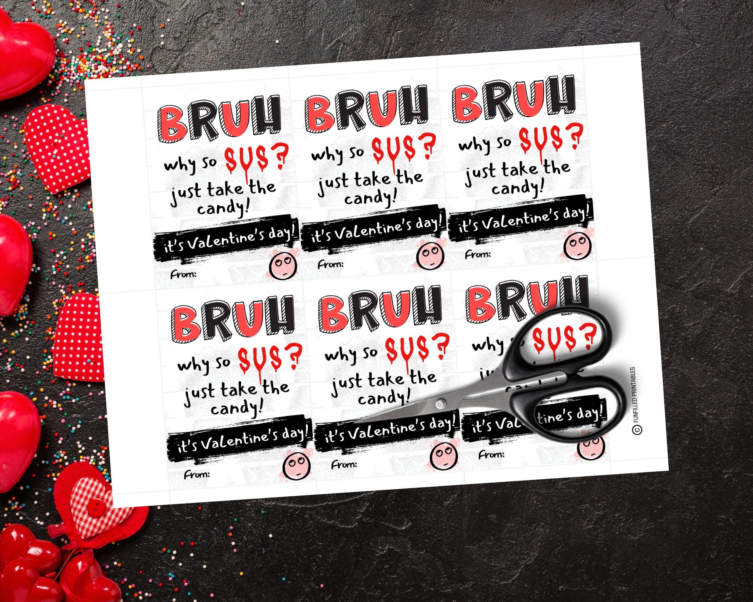 Bruh Valentines Card Funny Kids Slang Valentines Printable Boys ...