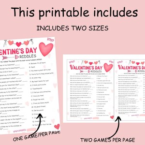 Valentine Riddles Game, Printable Valentines Party Game, Kids Valentine ...