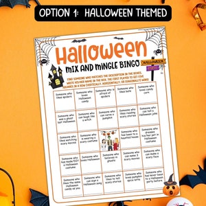 Halloween Find the Guest Icebreaker Bingo Game, Mix and Mingle Bingo ...