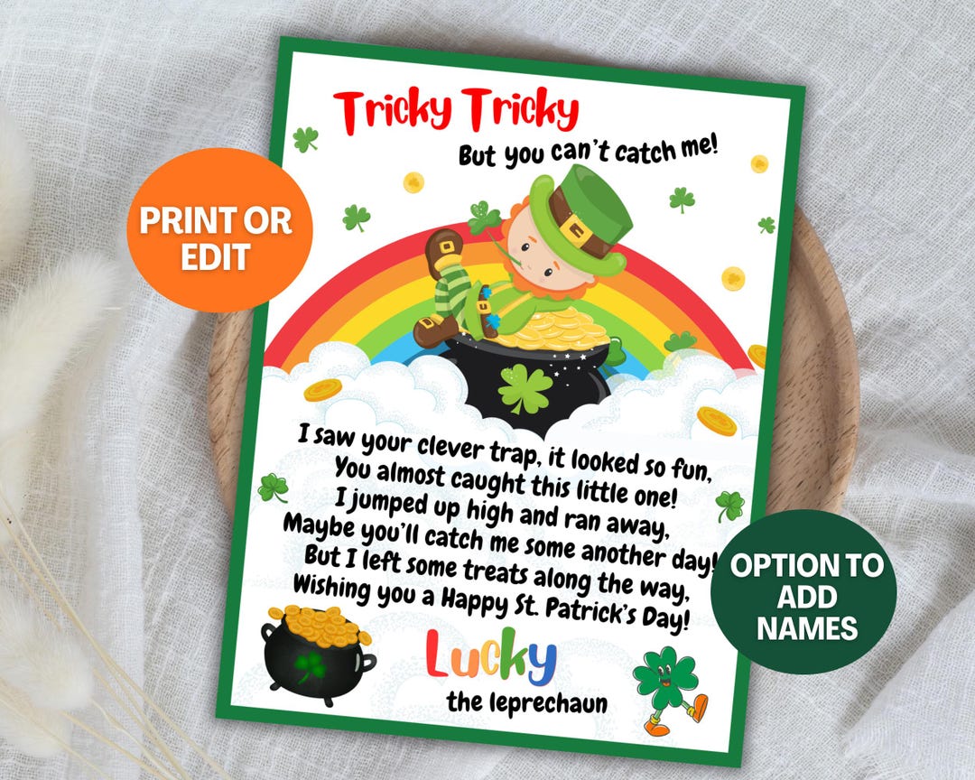 Printable Leprechaun Letter, Leprechaun Trap Note, Editable Leprechaun ...