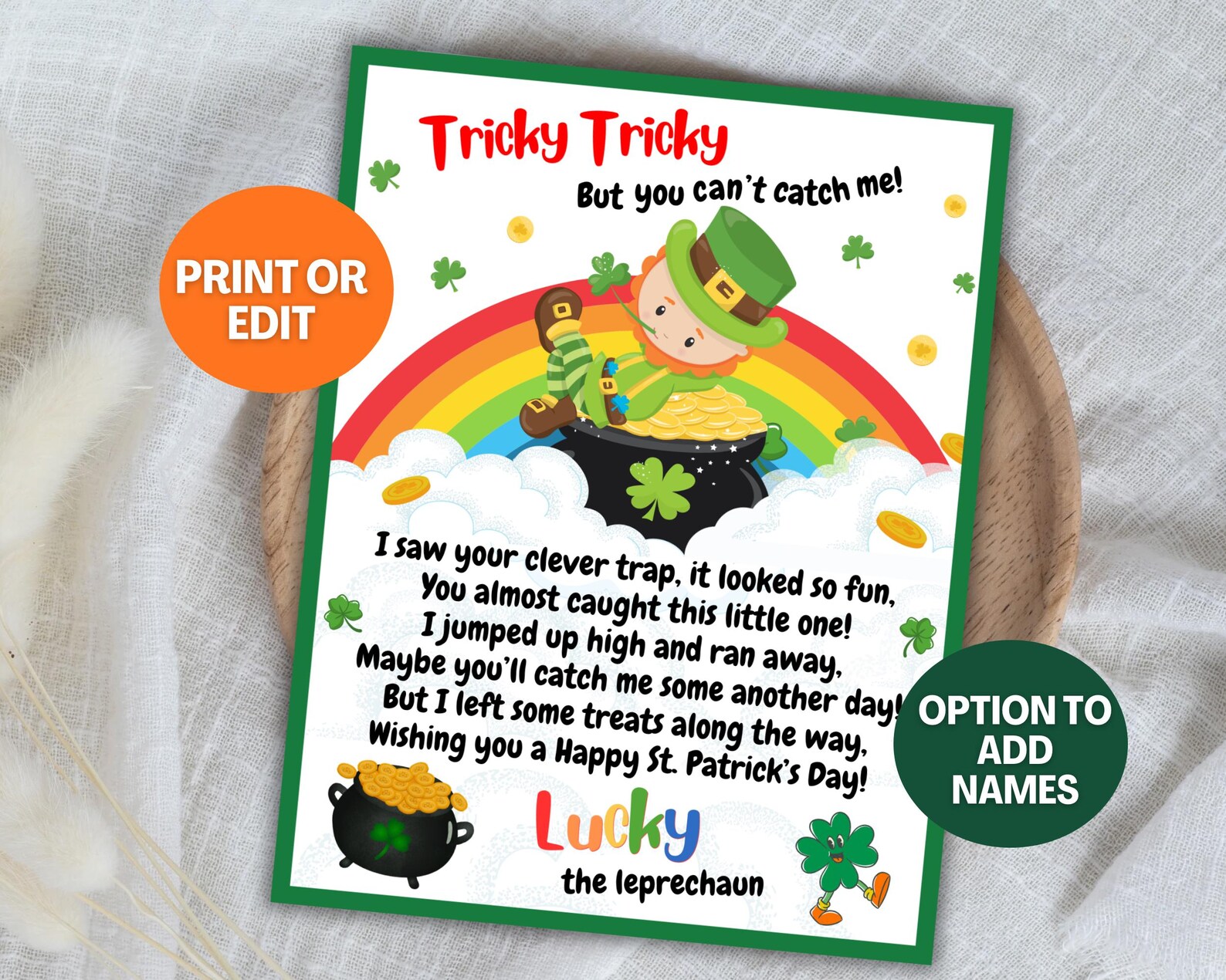 Printable Leprechaun Letter, Leprechaun Trap Note, Editable Leprechaun ...