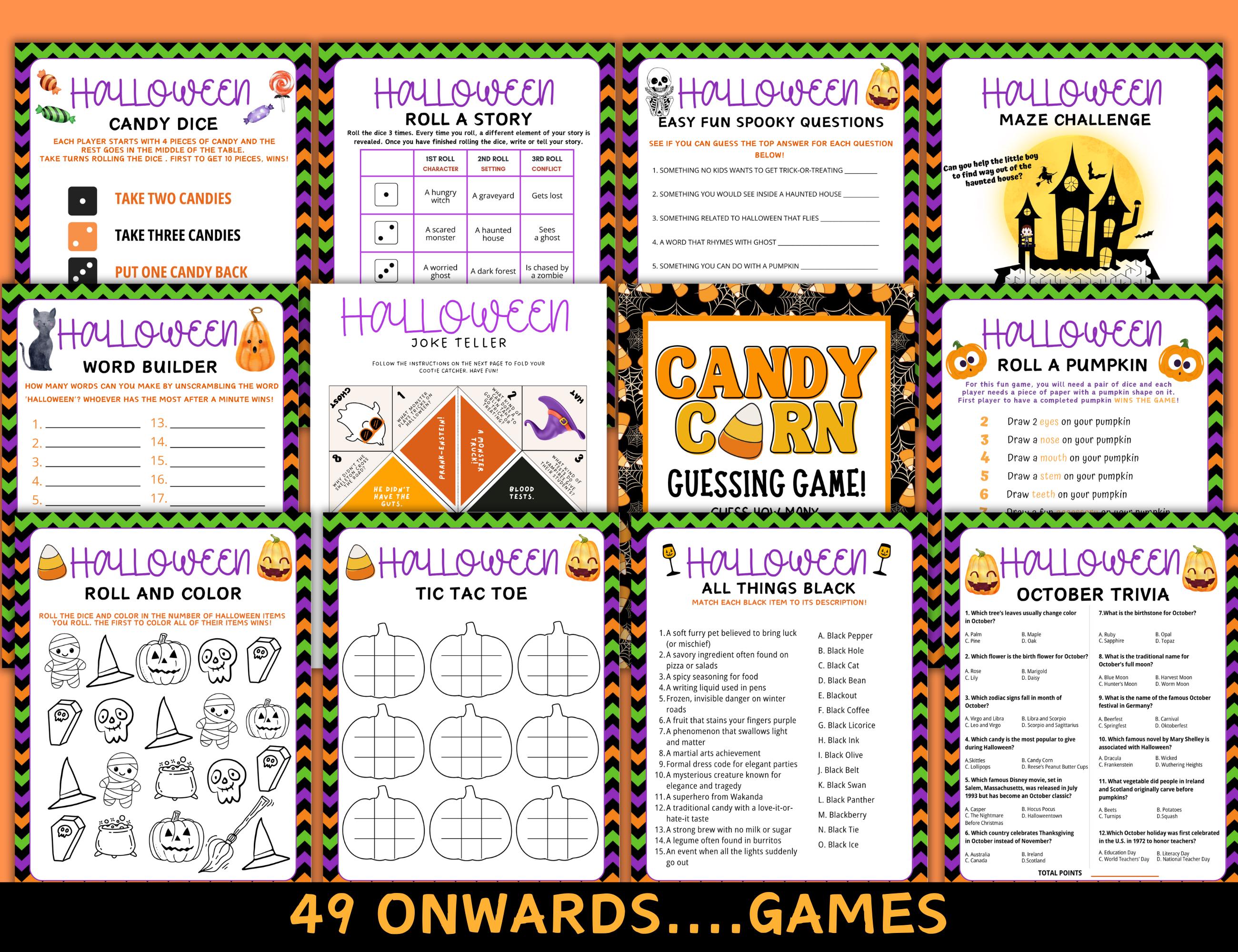 Halloween Games Bundle Printable Halloween Party Games, Fun Halloween ...
