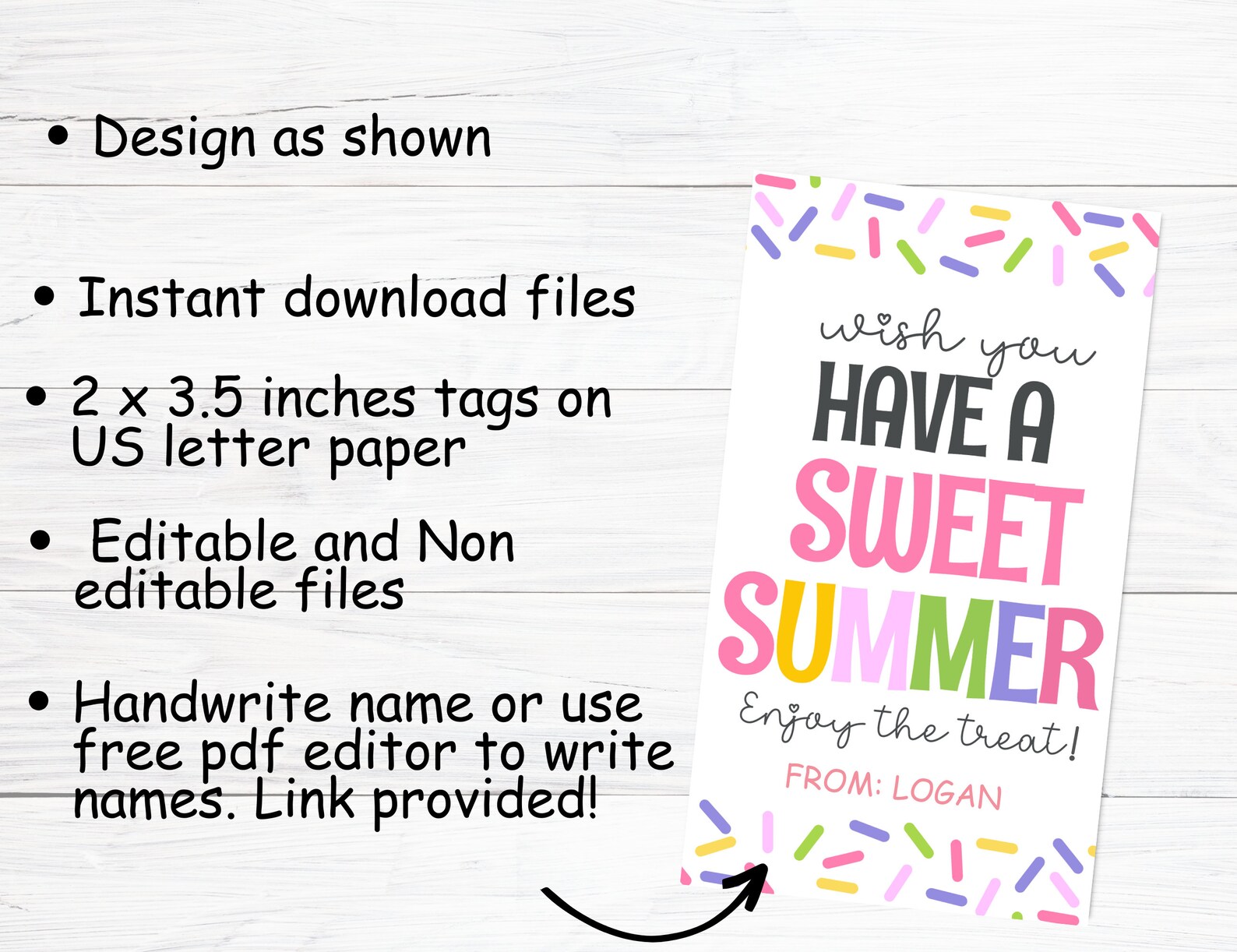 Have A Sweet Summer Tag, Summer Gift Tags, End of School Year Gifts for ...