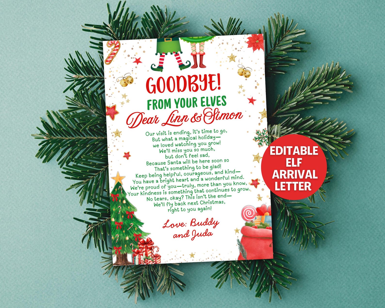 Elves Goodbye Letter, Boy Girl Elf Goodbye Letter Editable Elf ...
