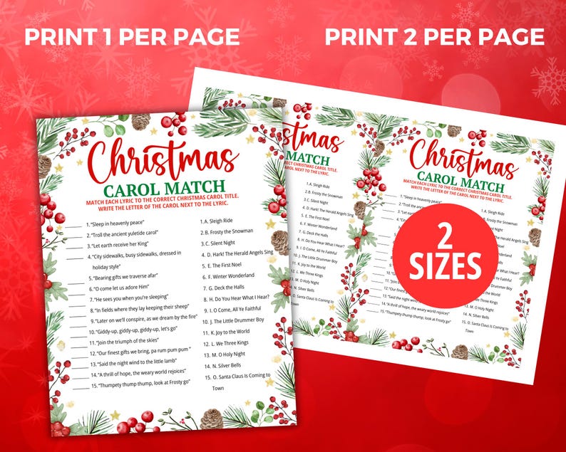 Christmas Carol Game Quiz, Song Match Game, Song Trivia Game, Sunday ...