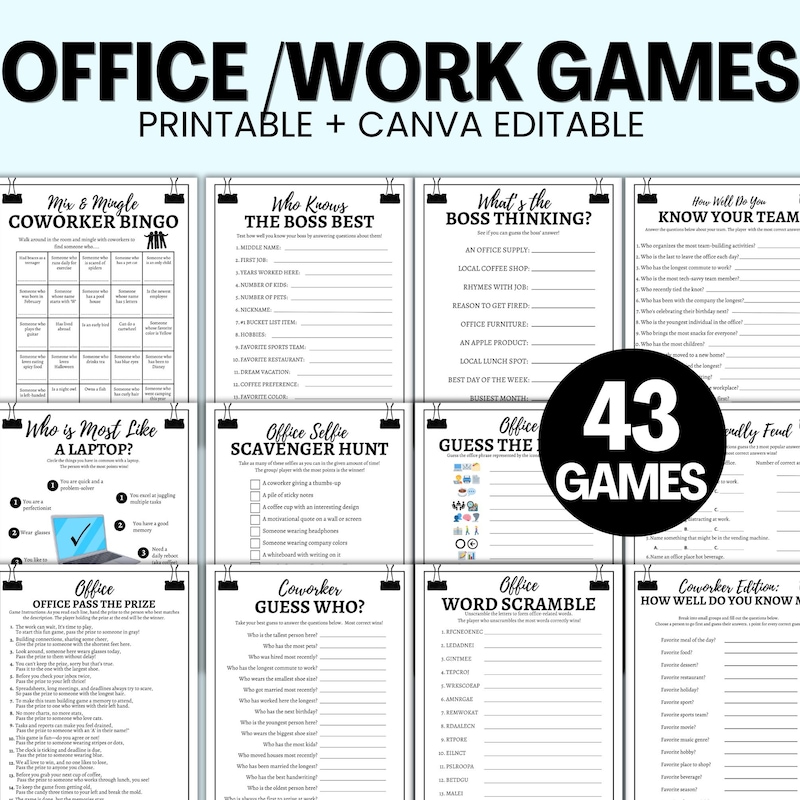 Birthday Work Games - Etsy