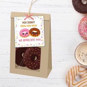 Donut Appreciation Gift Tag, Donut Thank You Gift Tag, Teacher ...