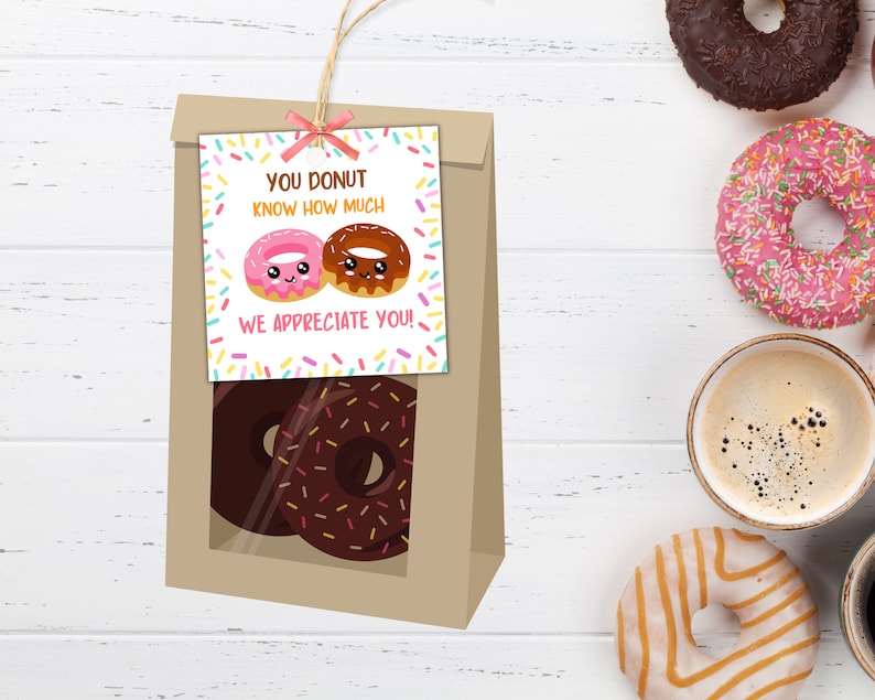 Donut Appreciation Gift Tag, Donut Thank You Gift Tag, Teacher ...