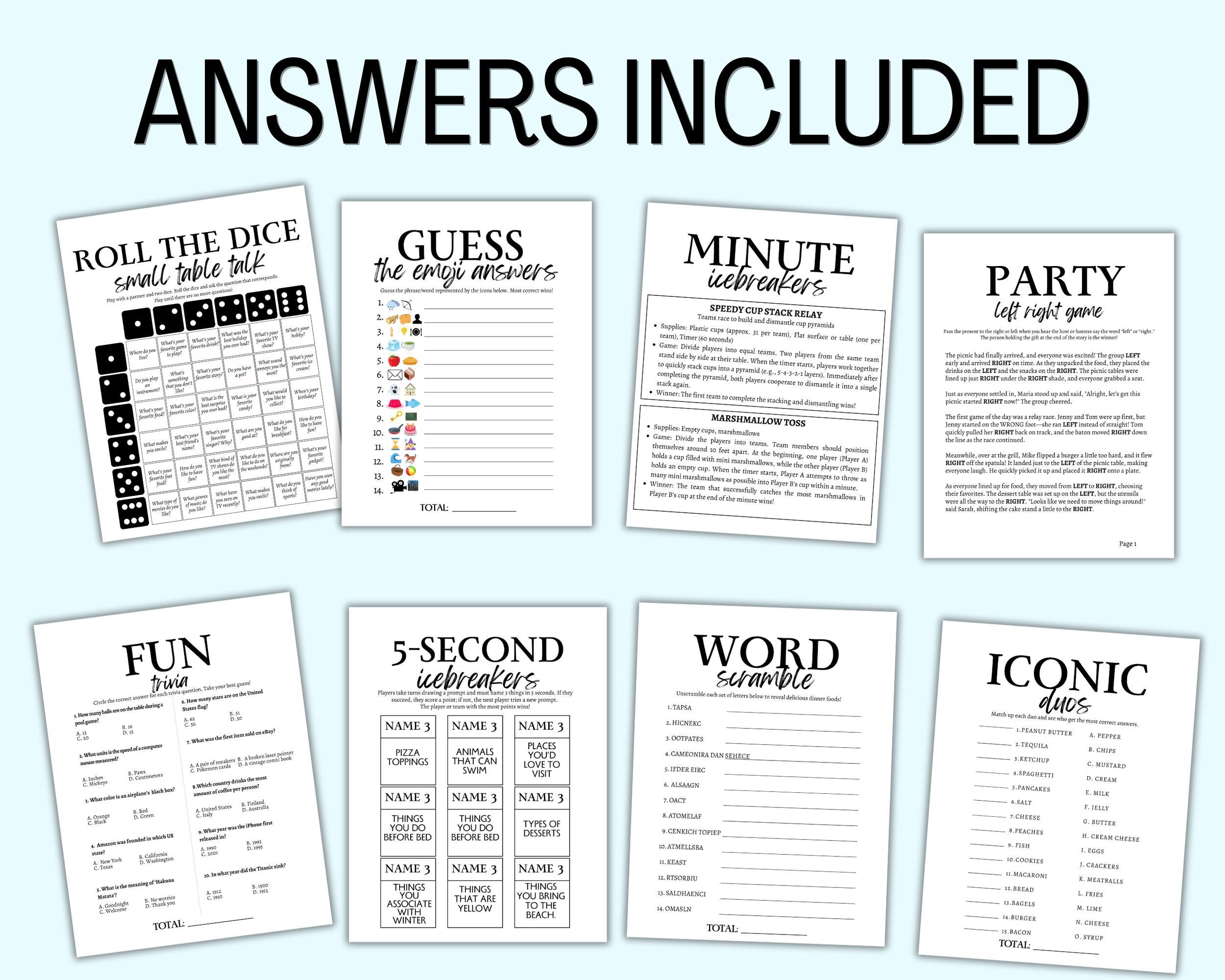 Icebreaker Games Bundle, Ice Breaker Bingo Activity Teens Adults ...