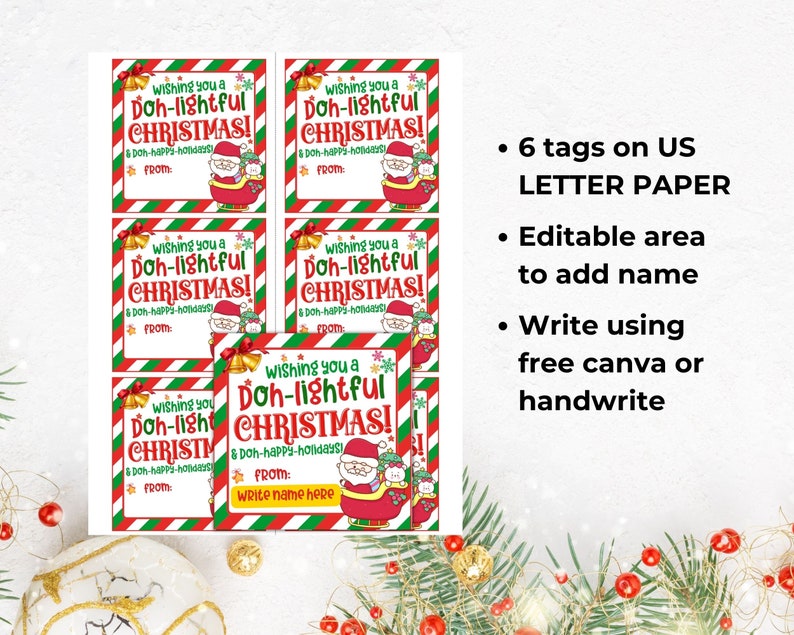 Christmas Play Dough Gift Tag, Kids Christmas Play Doh Gift, Non Candy ...