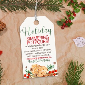 Christmas Simmer Pot Tags, Potpourri Gift Tag Printable, Simmer Pot ...