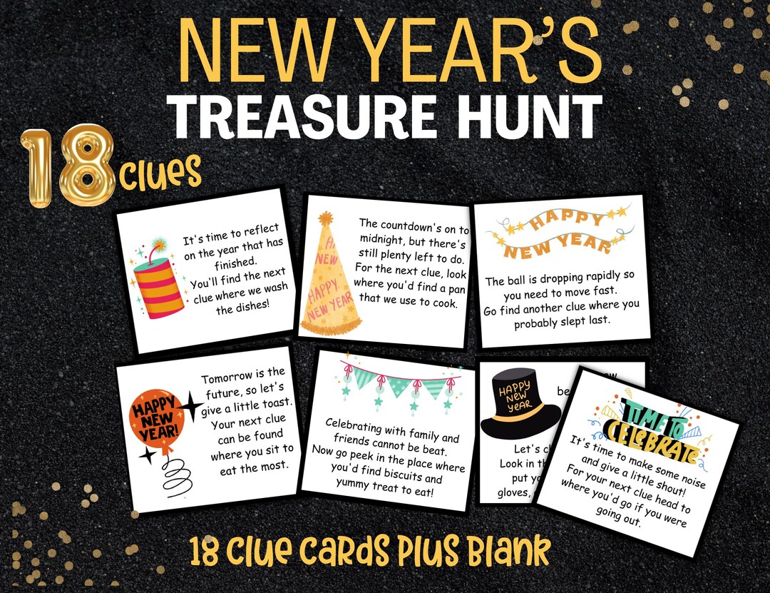New Years Eve Scavenger Hunt for Kids, New Years Indoor Treasure Hunt ...