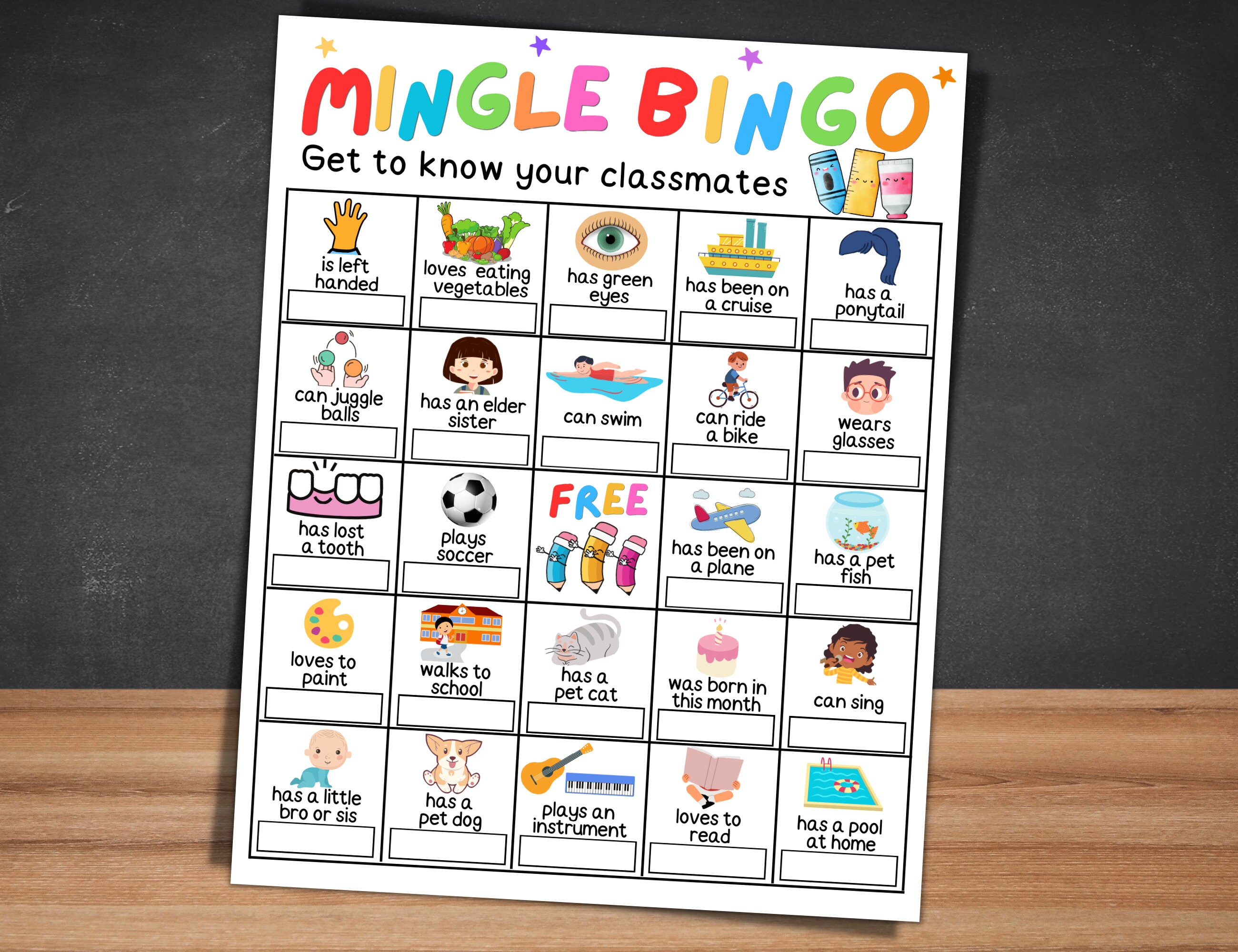 Back to School Bingo, Mix and Mingle Bingo, Get to Know You Icebreaker ...