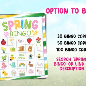 Spring Bingo Game, 30 Spring Printable Bingo Cards, Spring Games, Kids ...
