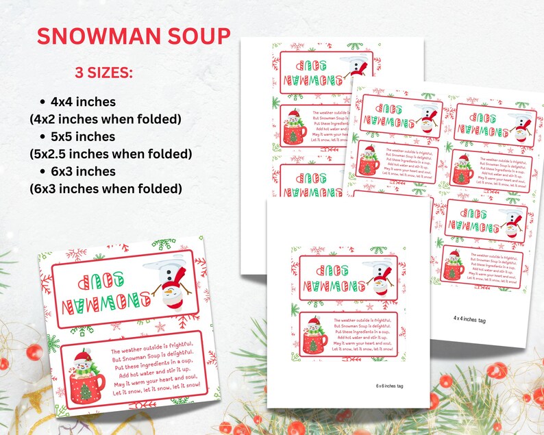 Snowman Soup Bag Topper, Hot Cocoa Gift for Kids, Printable Christmas ...