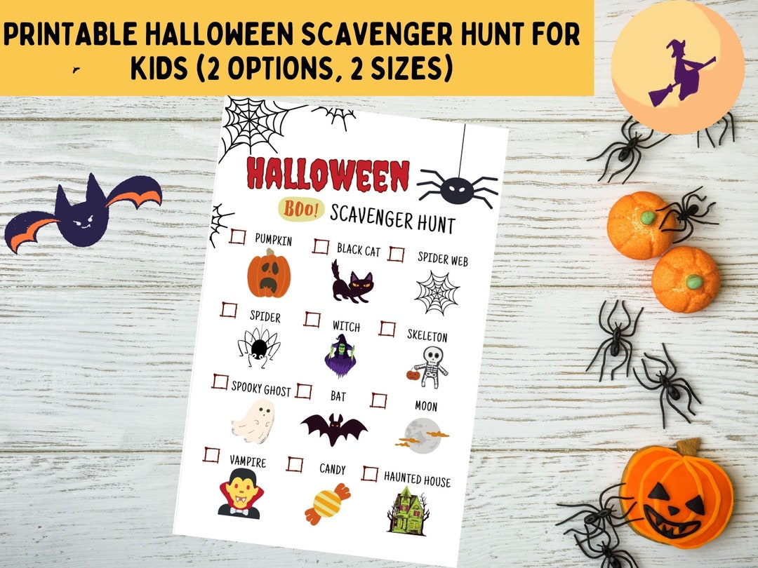 Kids Halloween Scavenger Hunt Printable Easy Halloween - Etsy