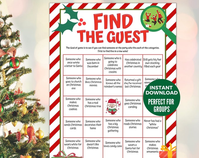 Editable Jingle and Mingle Bingo, Christmas Find the Guest Bingo Game ...