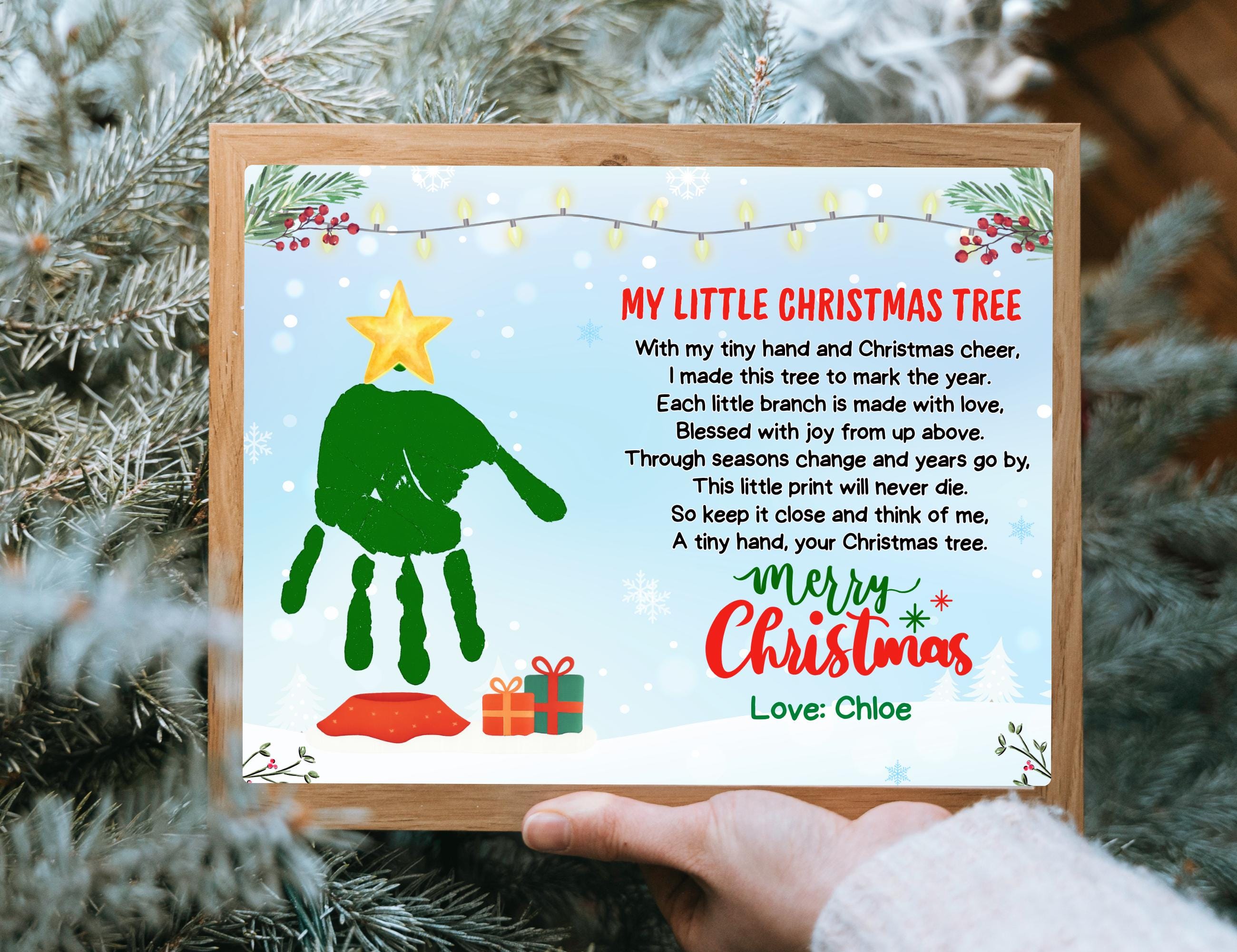 Xmas Tree Handprint Art, Christmas Handprint Poem Keepsake, Baby Kids ...