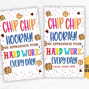 Chip Chip Hooray Cookie Tag Printable, Cookie Thank You Tags, Teacher ...