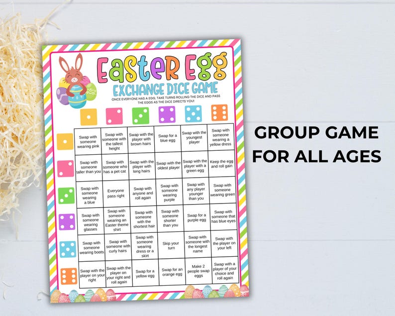 Easter Egg Exchange Dice Game, Printable Roll the Dice Easter Games ...