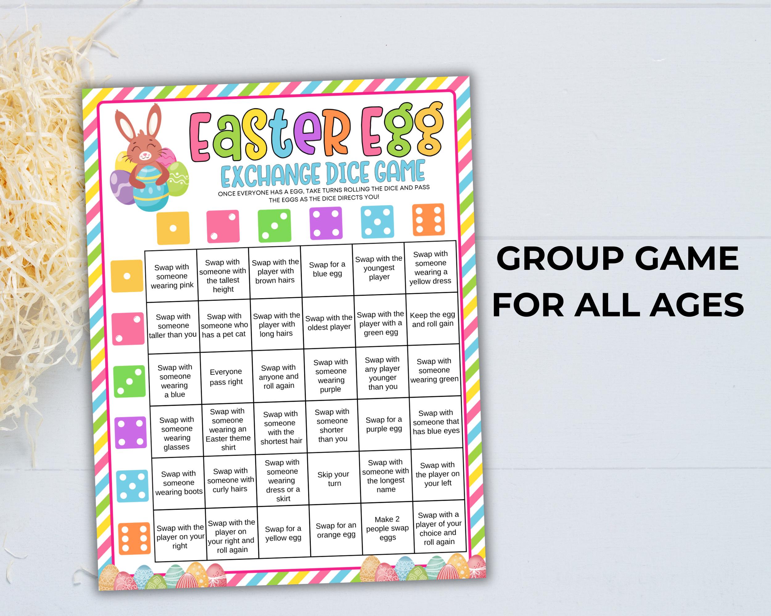 Easter Egg Exchange Dice Game, Printable Roll the Dice Easter Games ...