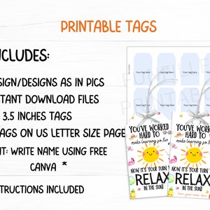 End of Year Teacher Gift Tag, Summer Teacher Gift Tag, Teacher Beach ...