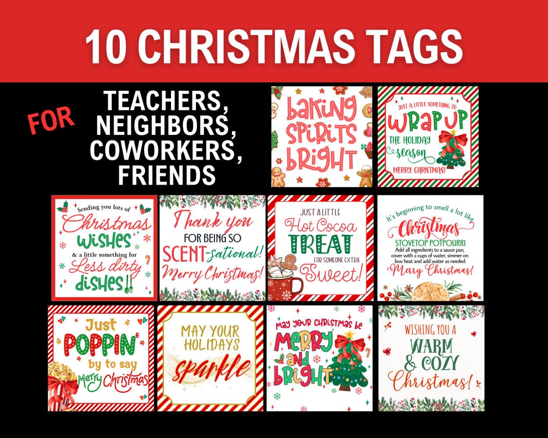 Christmas Coworkers Gift Tags, Printable Christmas Neighbors & Friends ...