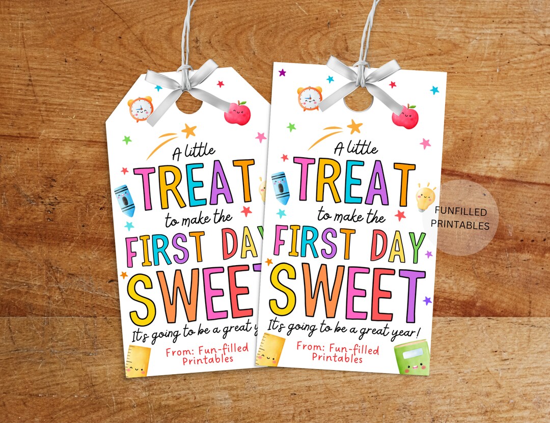 First Day of School Sweet Treat Tag, Welcome Back to School Treat Tag ...