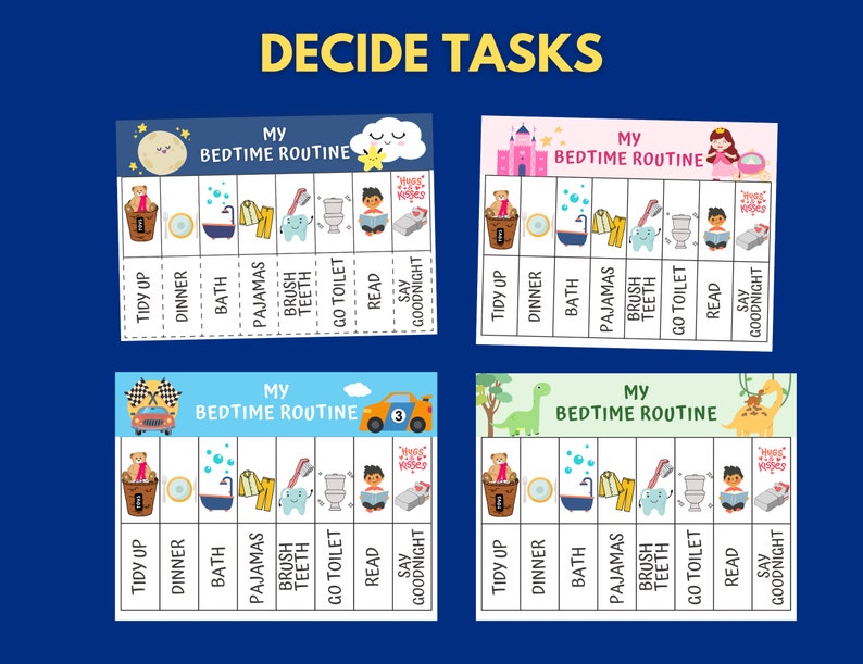Customized Bedtime Routine Chart Toddler, Visual Routine Flip Chart for ...
