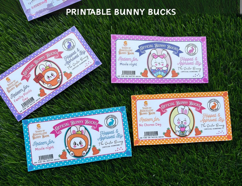 Bunny Bucks Printable Easter Coupons, Editable Easter Bunny Money ...