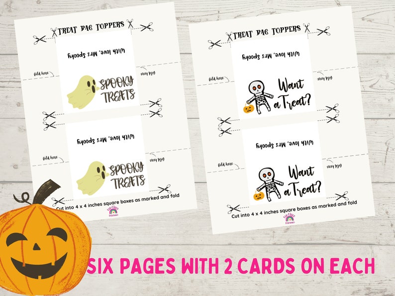 Halloween Treats Bag Topper, Printable Halloween Goodie Bag Topper ...