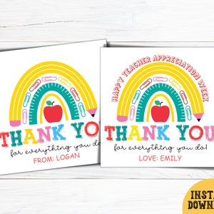 Editable Teacher Appreciation Week Gift Tags, Teacher Thank You Tag ...