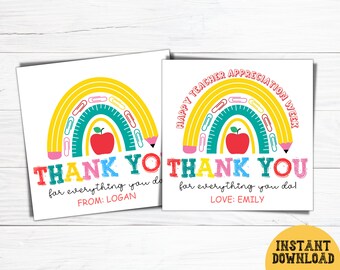 EDITABLE Happy Teacher Appreciation Week Gift Tags - Etsy