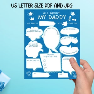 Printable Fathers Day Questionnaire, All About My Daddy Card, Fill in ...