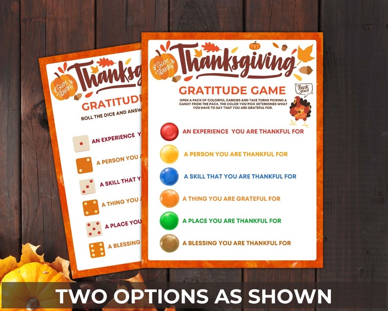 Thanksgiving Gratitude Game Bundle, Dice Gratitude Game, Candy ...