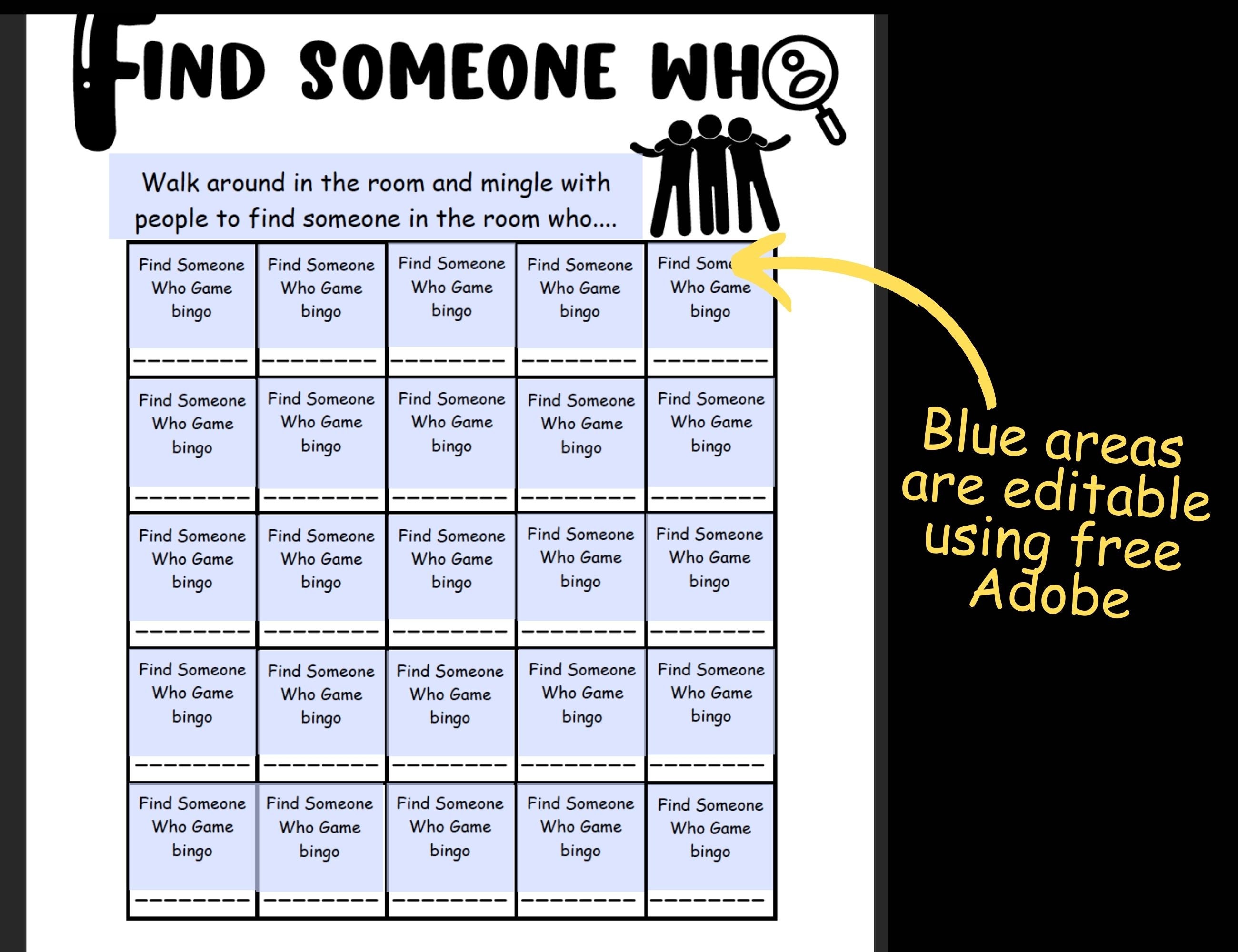 Get to Know You Bingo, Mingle Bingo, Find Someone Who Game, Icebreaker ...