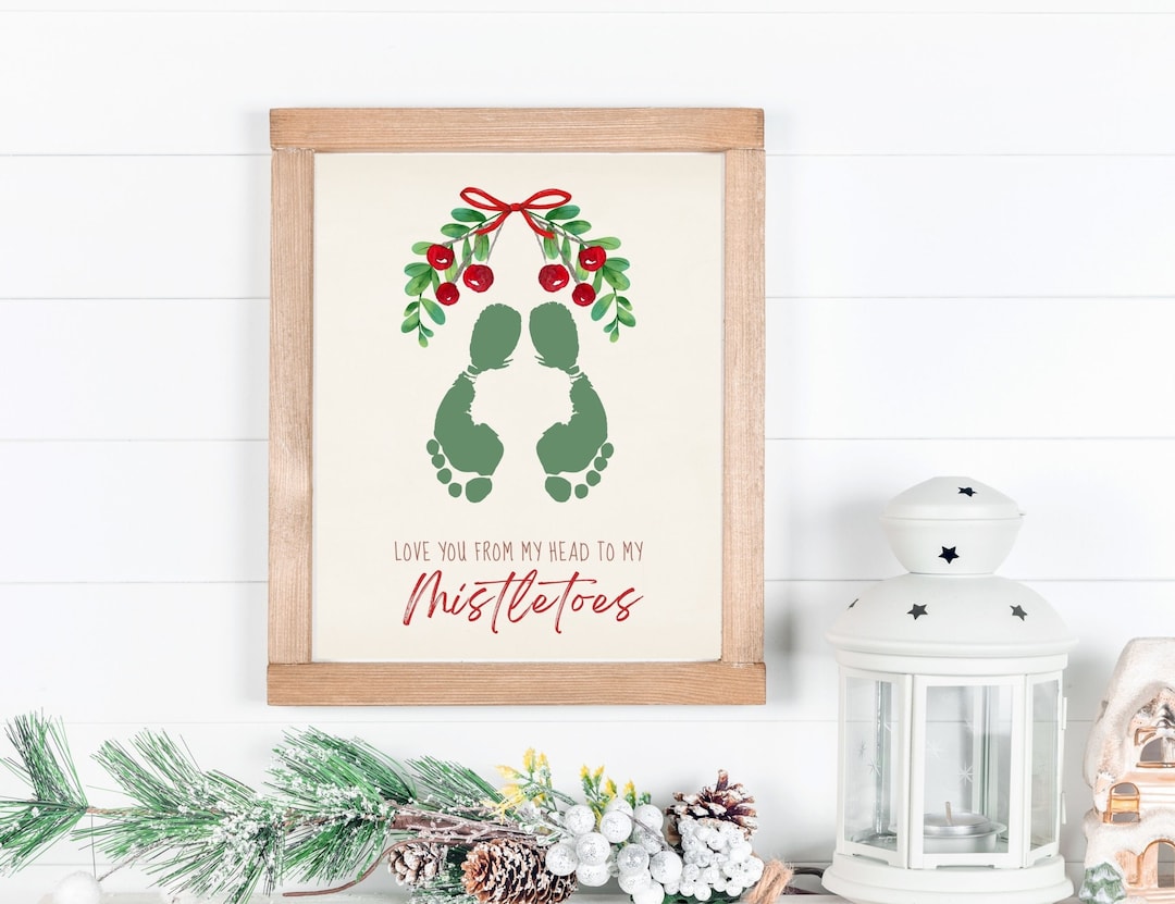 Mistletoes Christmas Gift Handprint Footprint Craft, Baby's First ...