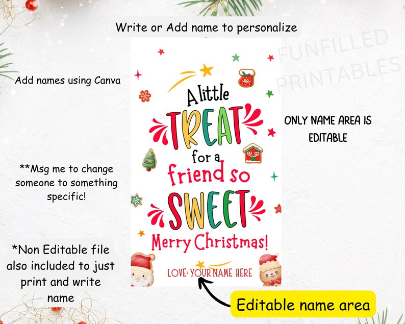 Kids Christmas Gift Tag, Christmas Treat Bag Tags for Classmates ...