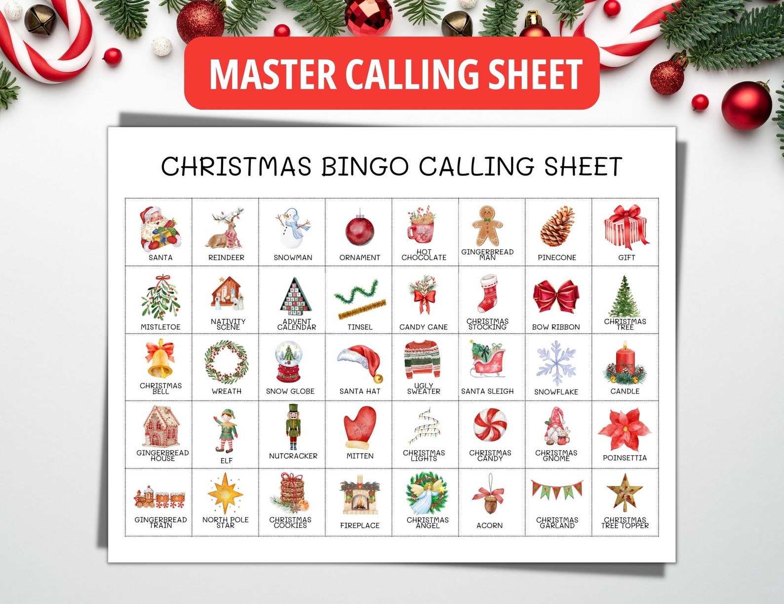 100 Christmas Bingo Cards, Christmas Game for Adults Kids, Large Group ...