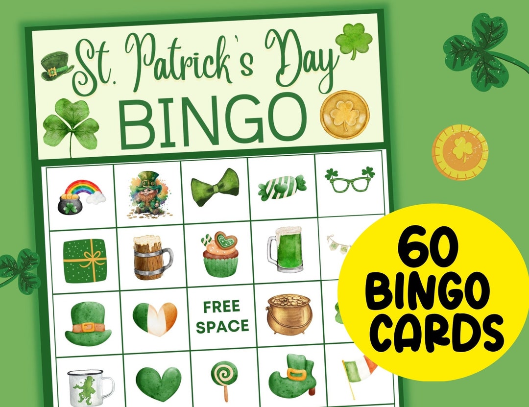 St. Patrick's Day Bingo, St Patricks Game 60 St Patricks Bingo Cards ...