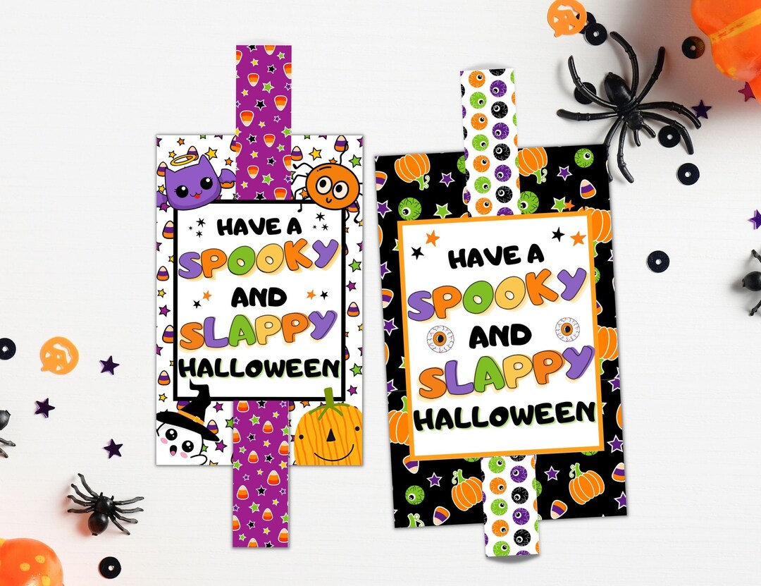 Halloween Slap Bracelet Tag, Slappy Halloween Slap Band Tag, Kids Class ...
