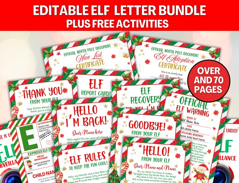 Elf Arrival Letter Editable Elf Letter Bundle, Printable Elf Letter Set ...