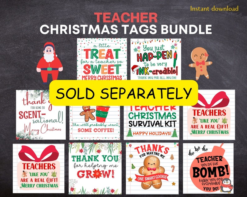 Christmas Treat Tags, Printable Kids Christmas Tags, Goodie Treat Bag ...