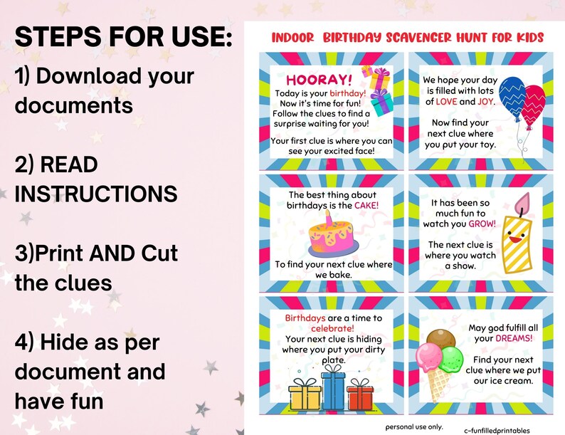 Birthday Scavenger Hunt for Kids Birthday Treasure Hunt Clue - Etsy