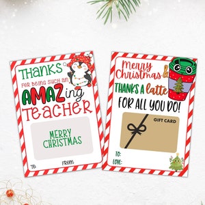 Printable Teacher Christmas Gift Card Holders, Christmas Teacher Gift ...