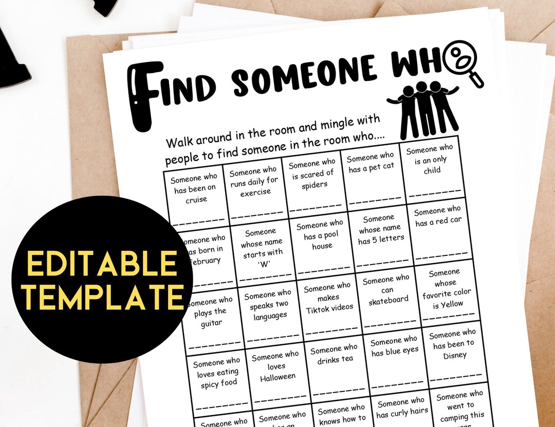 Get to Know You Bingo Mingle Bingo Find Someone Who Game - Etsy