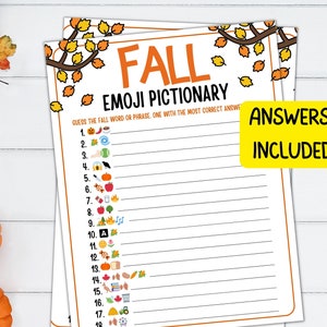 Fall Emoji Pictionary Game, Autumn Fall Party Games, Fall Time ...