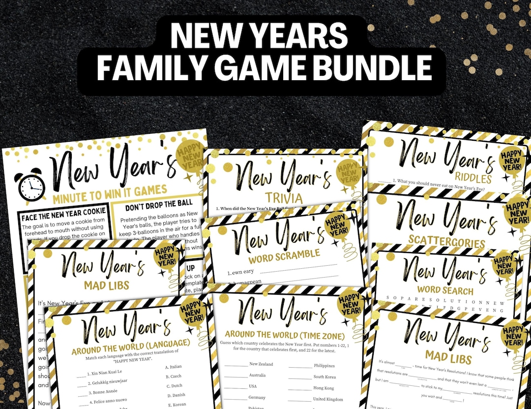 New Years Party Games Bundle,10 New Years EVE Games for Adults Kids ...
